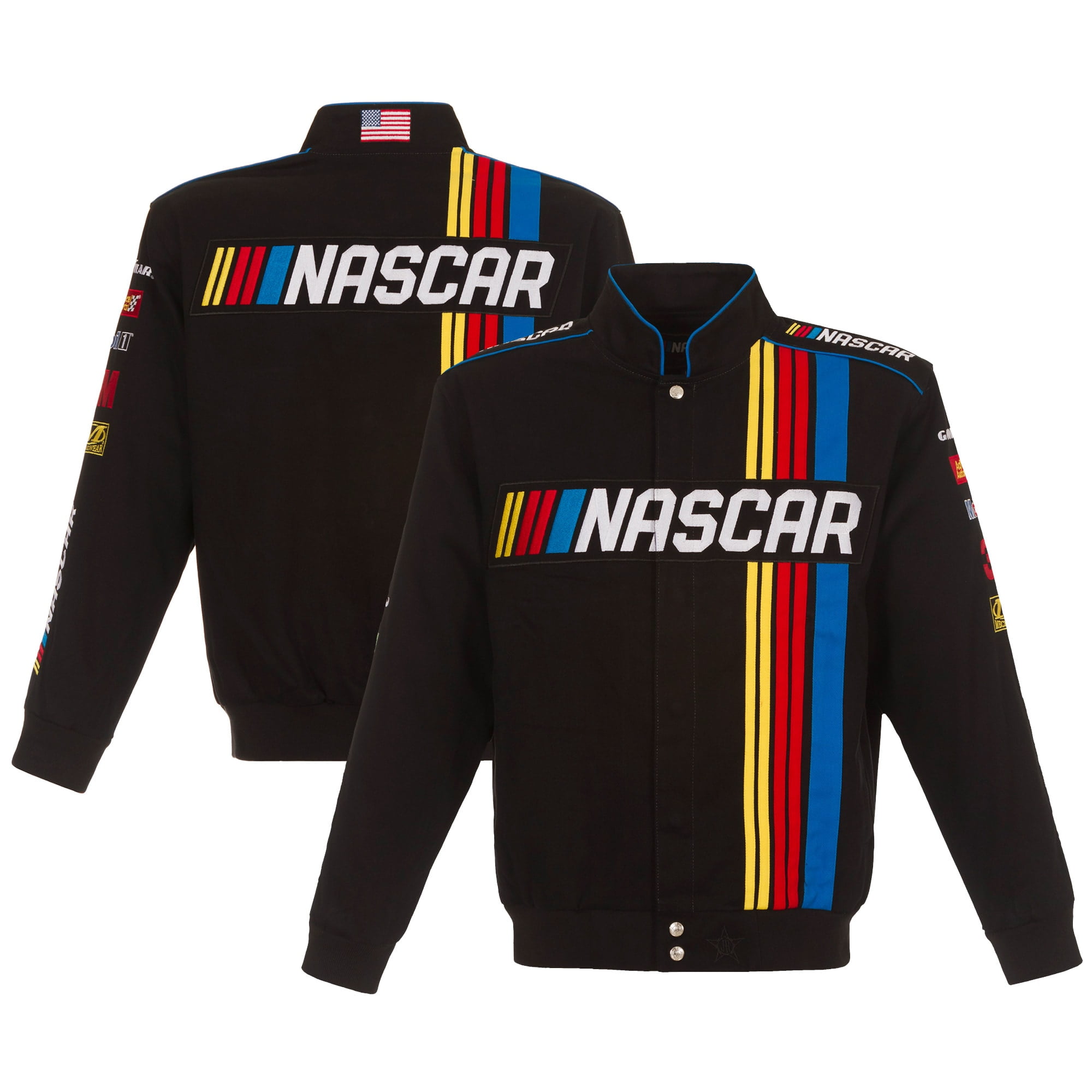 Buy Mens JH Design Black NASCAR Twill Uniform Full-Snap Jacket Online ...