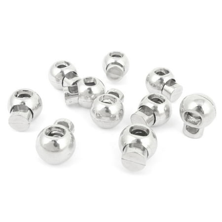 Silver Tone 8.5mm x 6mm Single Hole Round Head Spring Cord Locks ...