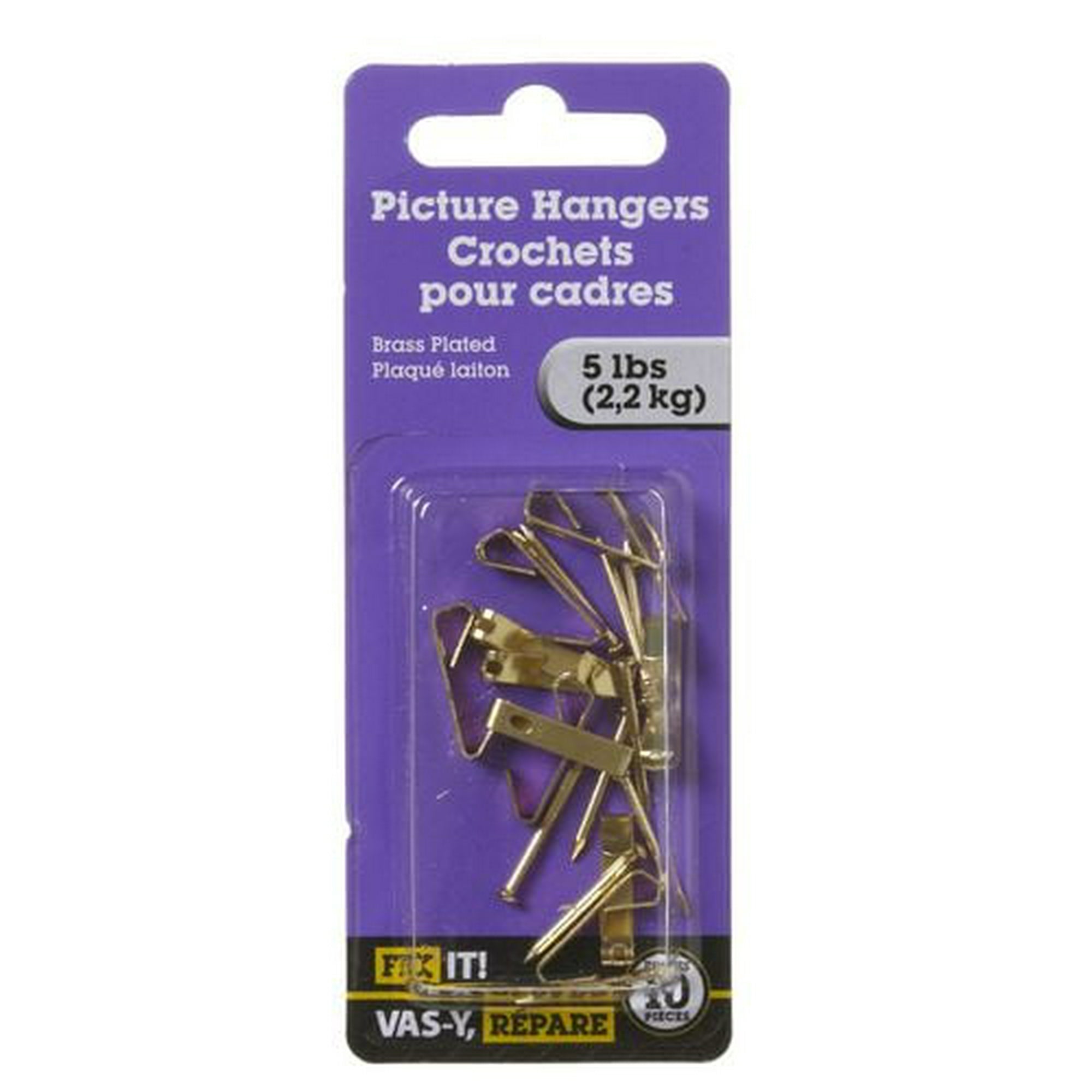 Click here for Fix It! 5lb Brass Plated Picture Hanger 10 Pieces... prices