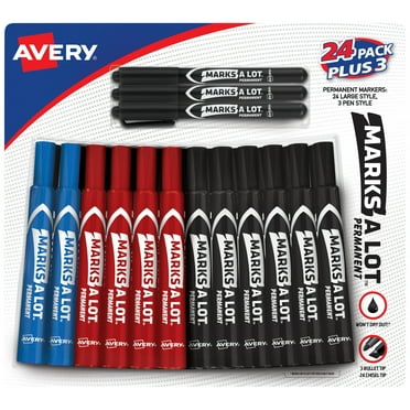 Avery Marks A Lot Extra Thick Pack, Permanent Markers, Large Desk-Style ...