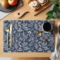 Abstract Flowers Cotton Linen Placemats Set of 1, Blue Dandelion ...