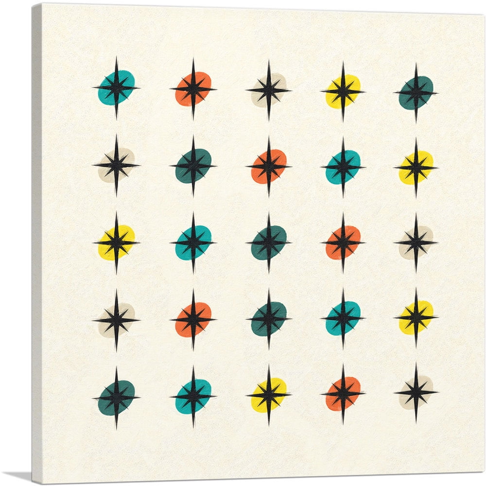 ARTCANVAS Mid-Century Modern Star Squad Canvas Art Print - Size: 26" x ...