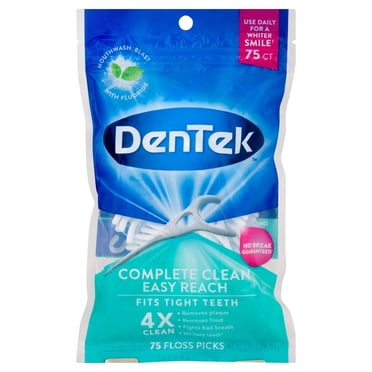 Dentek Floss Picks Complete Clean Back Teeth 75 Count (3 Pack ...