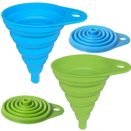 2 Pack Silicone Collapsible Funnel, Flexible/Foldable/Kitchen Funnel for Water Bottle Liquid ...