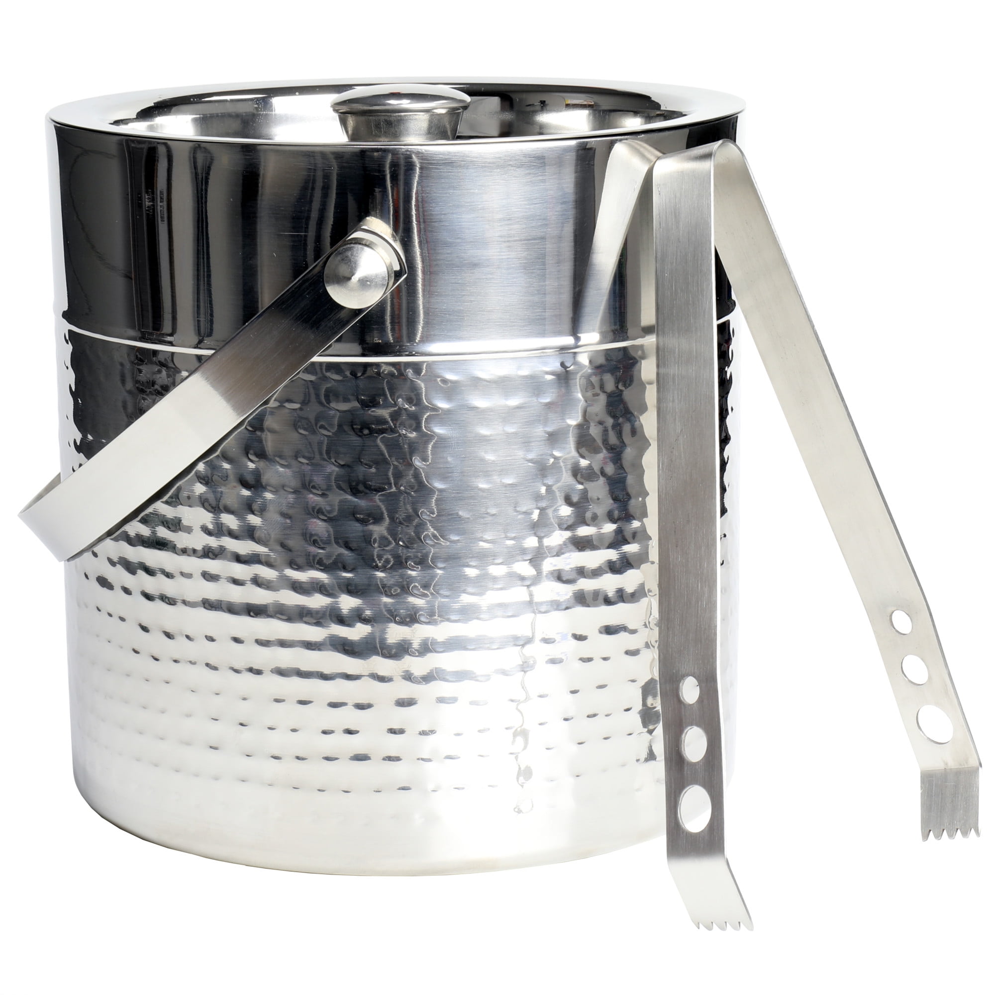 Chef Craft Hammered Ice Bucket with Tong, 3 Quart Volume Capacity ...