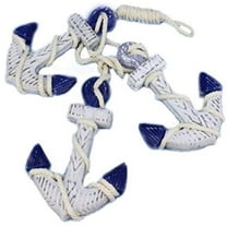 Handcrafted Model Ships Wooden Rustic Decorative Blue Triple Anchor Set ...