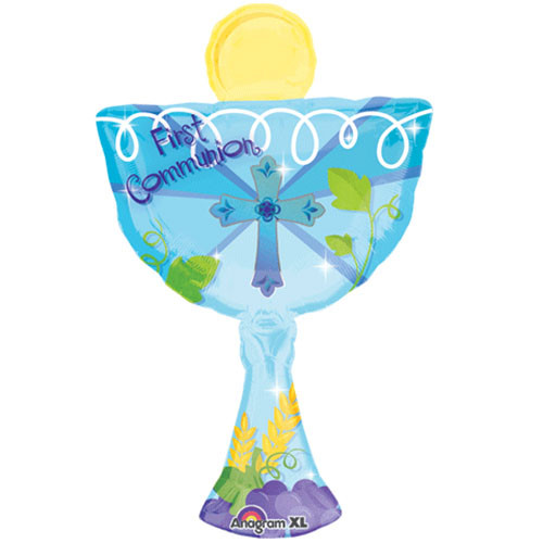 Jumbo First Communion Cup Theme Blue Foil / Mylar Balloon 31 ...