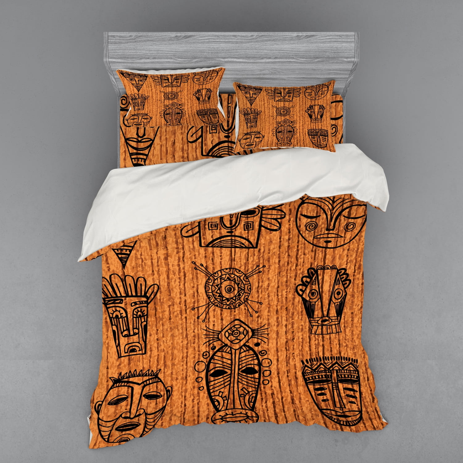 Ambesonne African Bedding Set 4 Pcs, Native, Queen, Charcoal Grey Dark ...