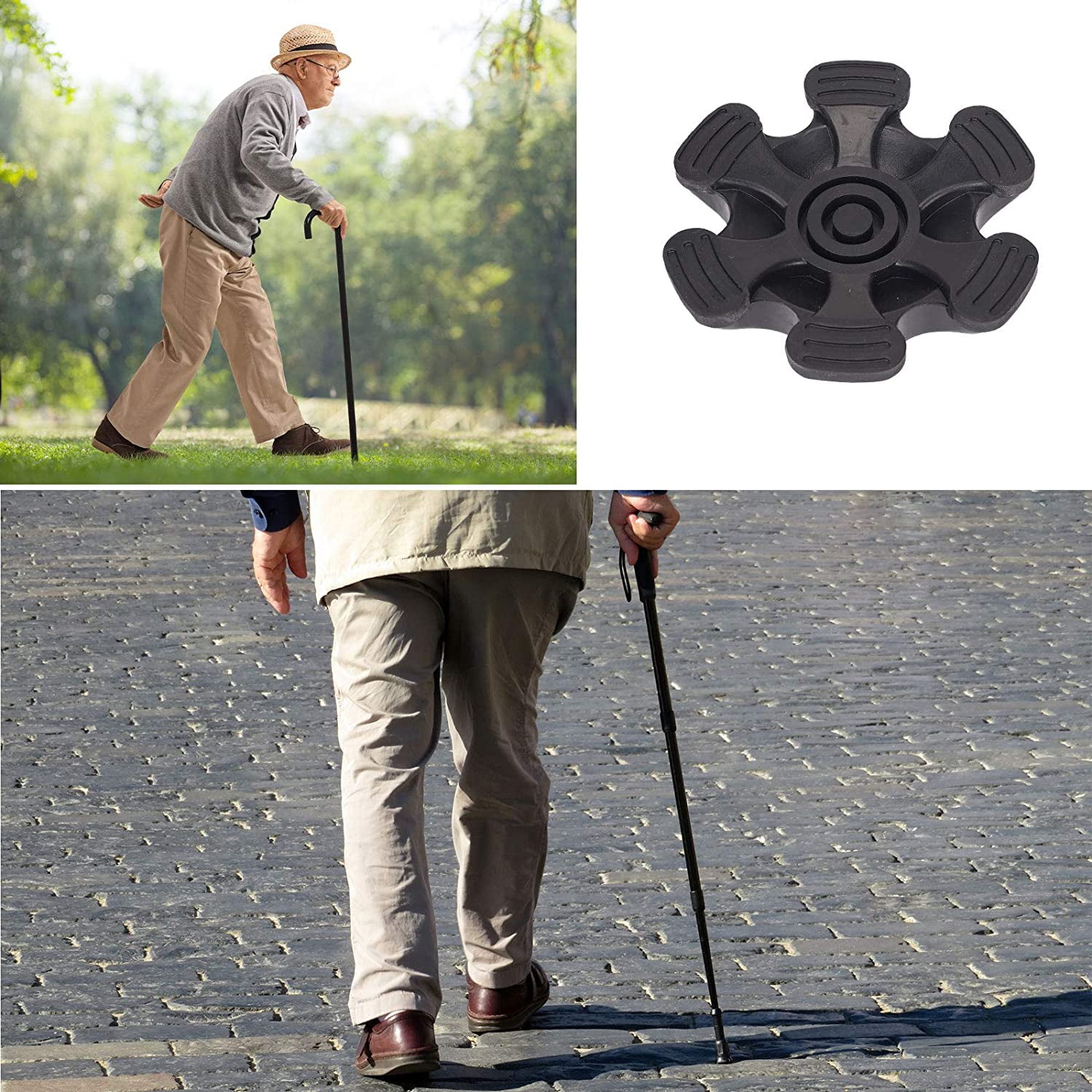 Walking Cane Tips 0.6 inch Heavy Duty,Quad Cane Tips with 6 Support ...