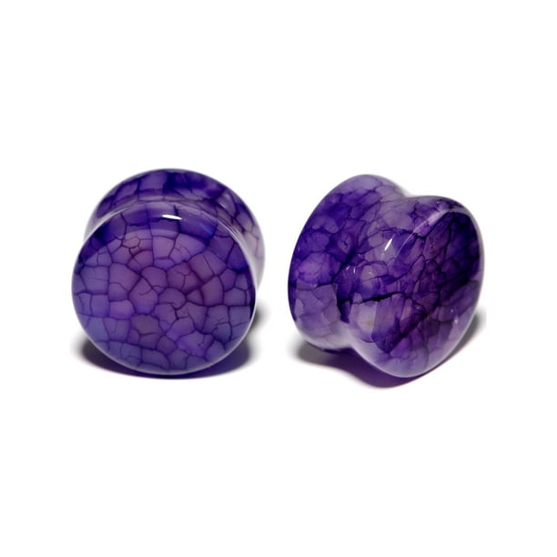 Body Candy 3/4" Unisex 2PC Organic Solid Purple Stone Saddle Plugs ...