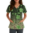 ASDFVBKG St. Patrick's Day Scrubs Top for Women Plus Size Short Sleeve ...