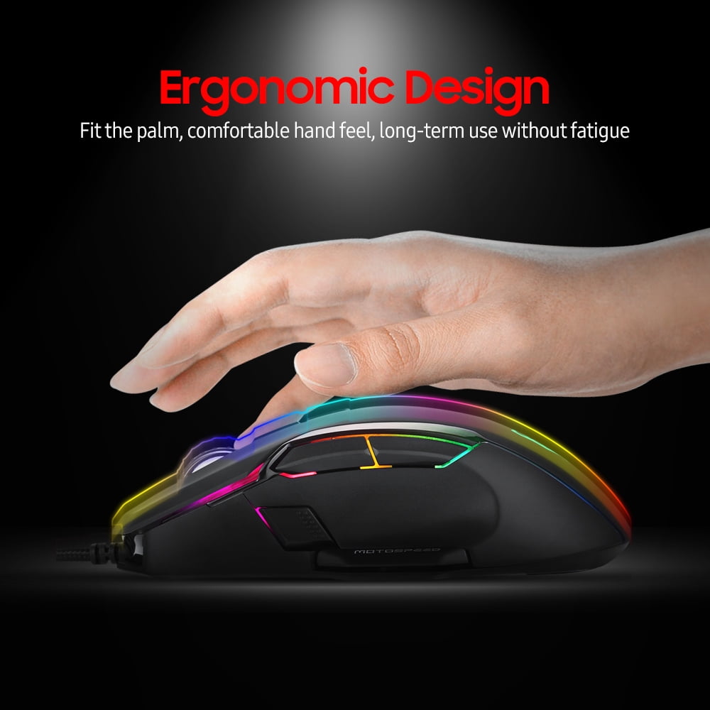 Buy MOTOSPEED V90 USB Wired Gaming RGB Gaming Ergonomic Mice with 8 ...