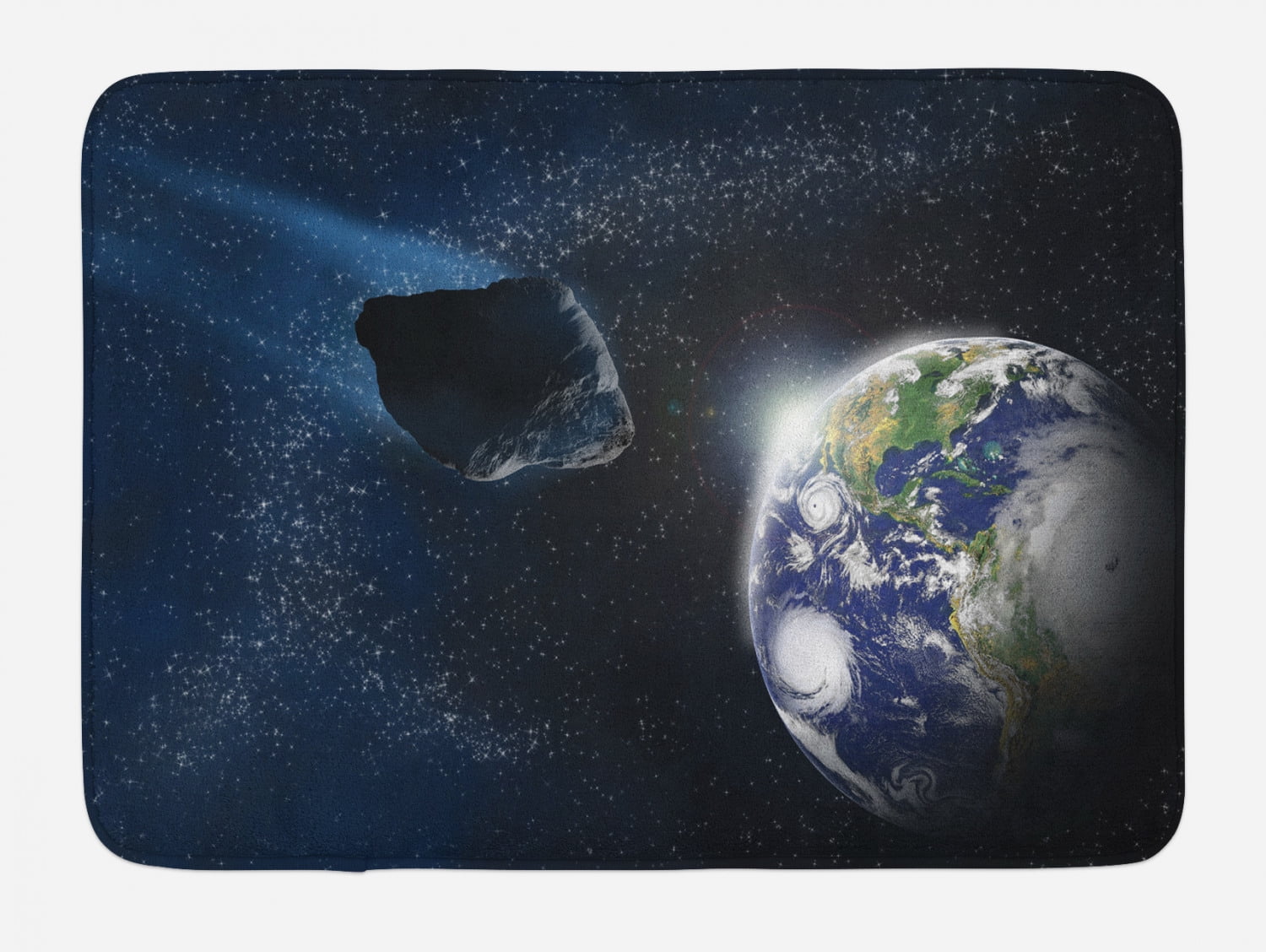 Galaxy Bath Mat, Attack of the Asteroid Rocky Dark Body Comet on Planet ...