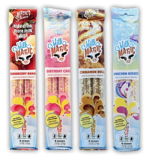 Milk Magic Milk Flavoring Straws, 4-Pack Bundle (16 count),Unicorn ...