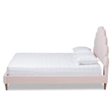 Homestock Retro Relaxation Light Pink Velvet Upholstered Walnut Brown ...