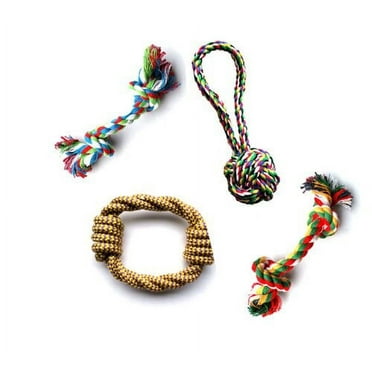 Kats 'N Us 3-Piece Durable Cotton Rope Ball Knot Dog Toy Set for ...