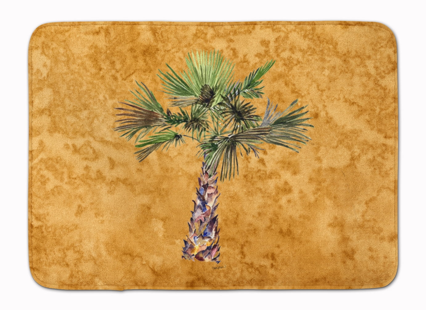 Palm Tree on Gold Machine Washable Memory Foam Mat - Walmart.com