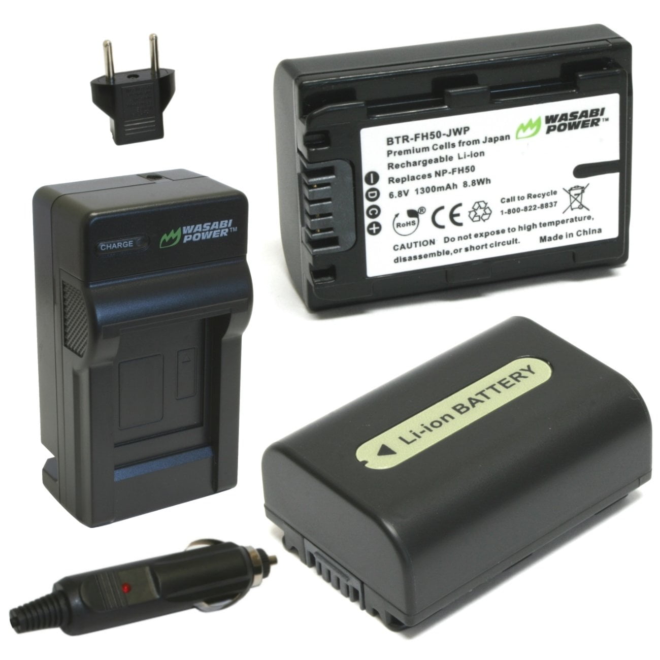 Wasabi Power Rechargeable Camera Camcorder Battery (2-Pack) and Charger ...