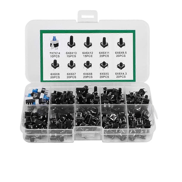 180 Pcs 10 Push Button Switch Mini Momentary Tact Assorted Kits ...