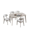 ACTU 5Pcs Wooden Dining Table Set with Upholstered Chairs, White Wash ...