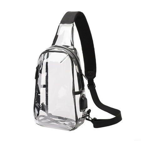Clear Sling Bag with USB Charging Stadium Approved Transparent Chest ...