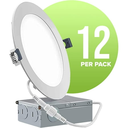 4 Inch Thin LED Recessed Lights of Ceilings (12 Pack) -Thin Low Profile ...
