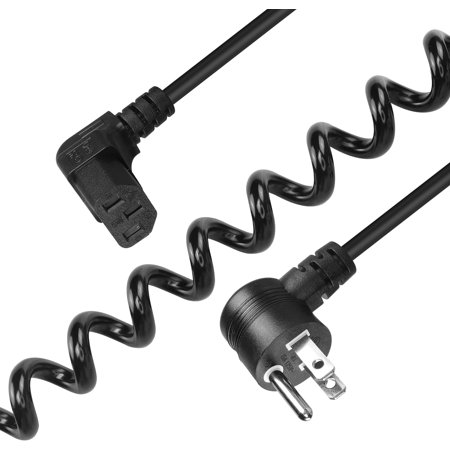 3 Prong Coiled Spiral Power Cord Y 18AWG Coiled Spiral NEMA 5-15P Down ...