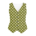 ATOYSOY Womens Polka Round Print Vests V Neck Sleeveless Button Front ...