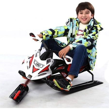 Snow Sled, Toboggan Downhill Pull Sled with Brakes Pulling Rope ...