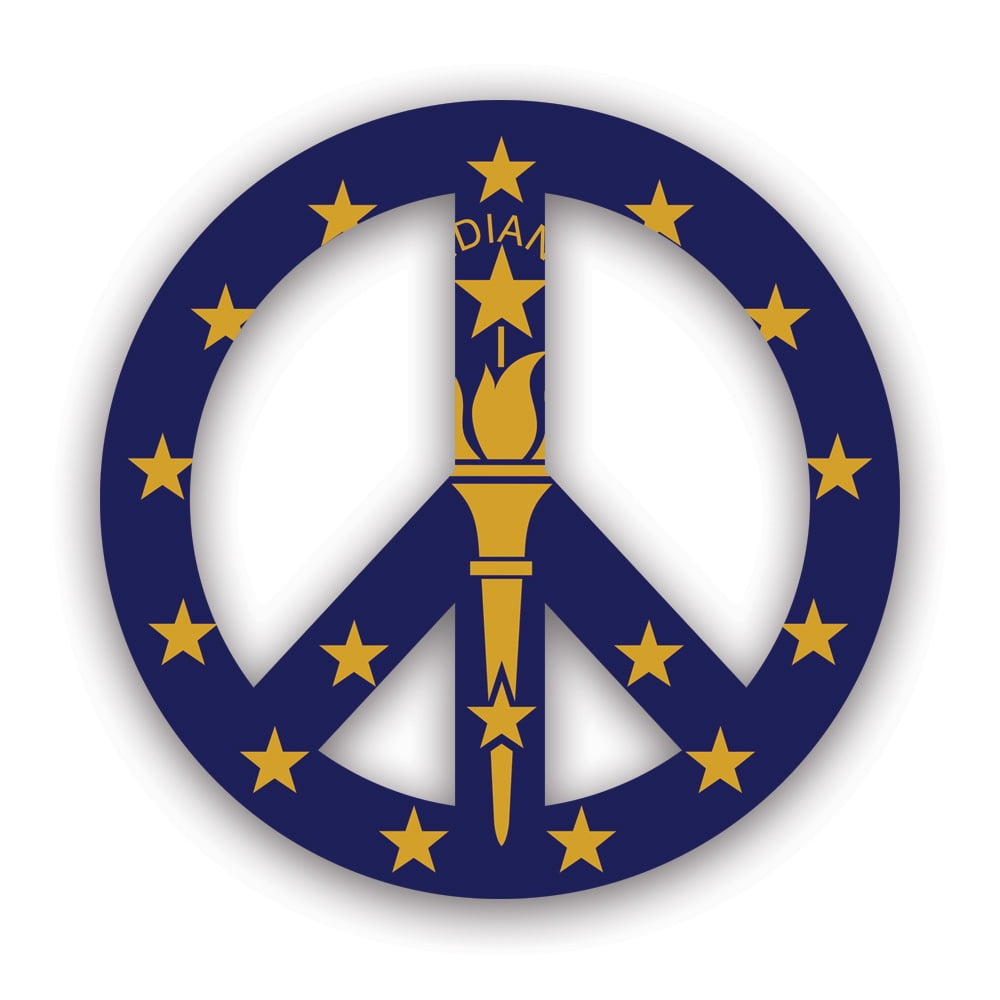 Indiana Flag Peace Symbol Sticker Decal - Self Adhesive Vinyl ...