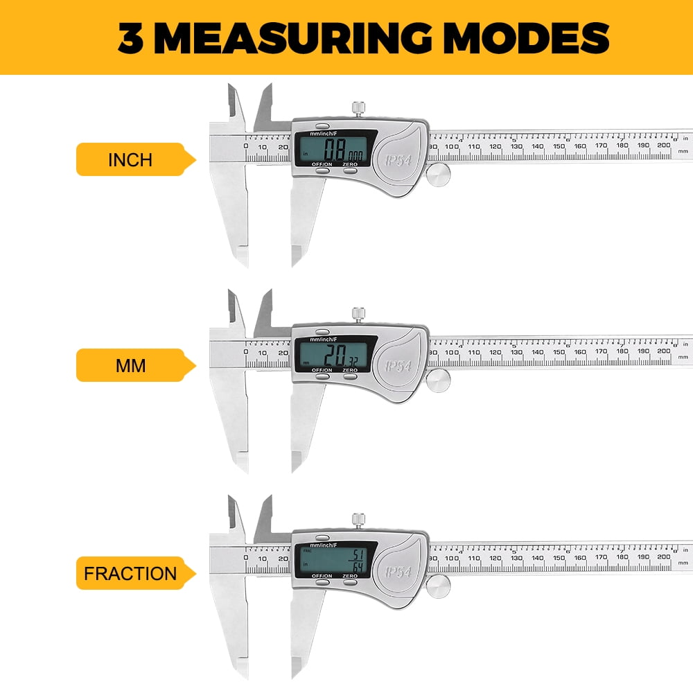 MOOCK Digital Caliper Calipers Measuring Tool Electronic Micrometer Caliper with LCD Screen Inch Milimeter Fractions Conversion Walmart
