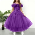 CHEEREAM Flower Dresses For Girl Lace Embroidery Off The Shoulder Tulle ...