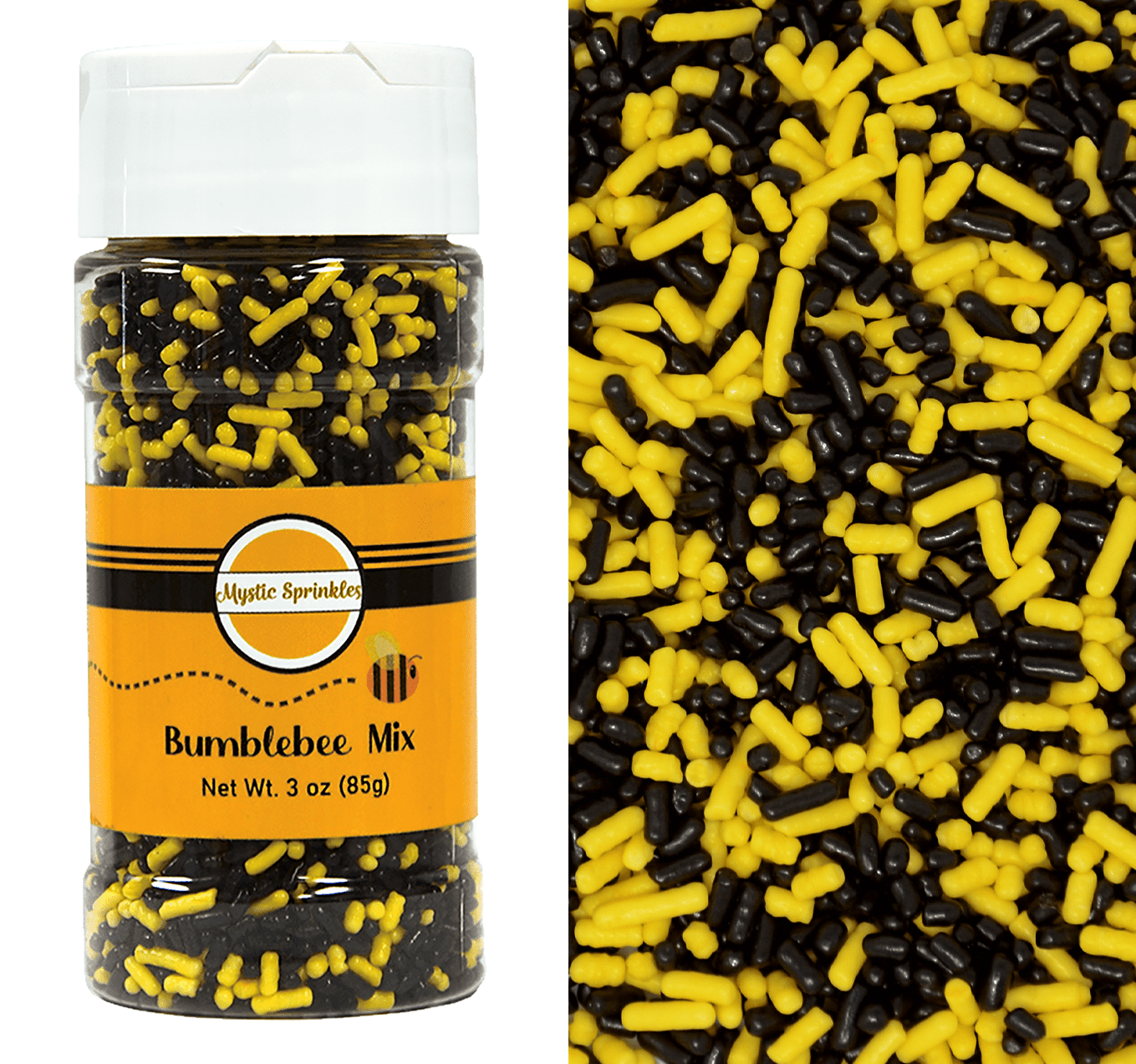 Mystic Sprinkles Bumble Bee Mix Edible Sugar Cake Jimmies Sprinkles - 3 ...