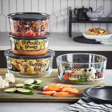 Pyrex The Nightmare before Christmas Decorated Glass Storage 8-piece ...