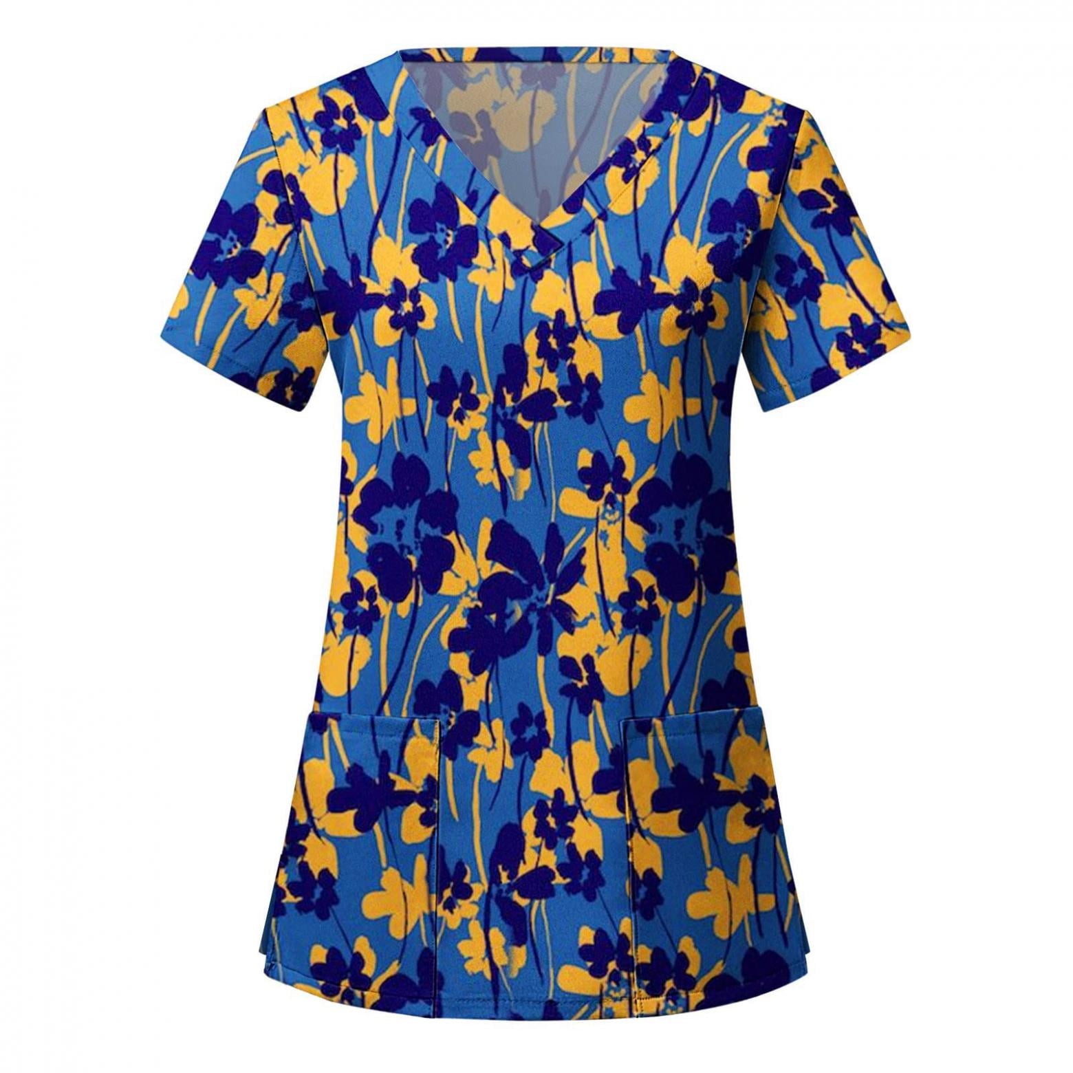 Click here for Topllc Womens Cartoon Print Stretch Scrub Top With... prices