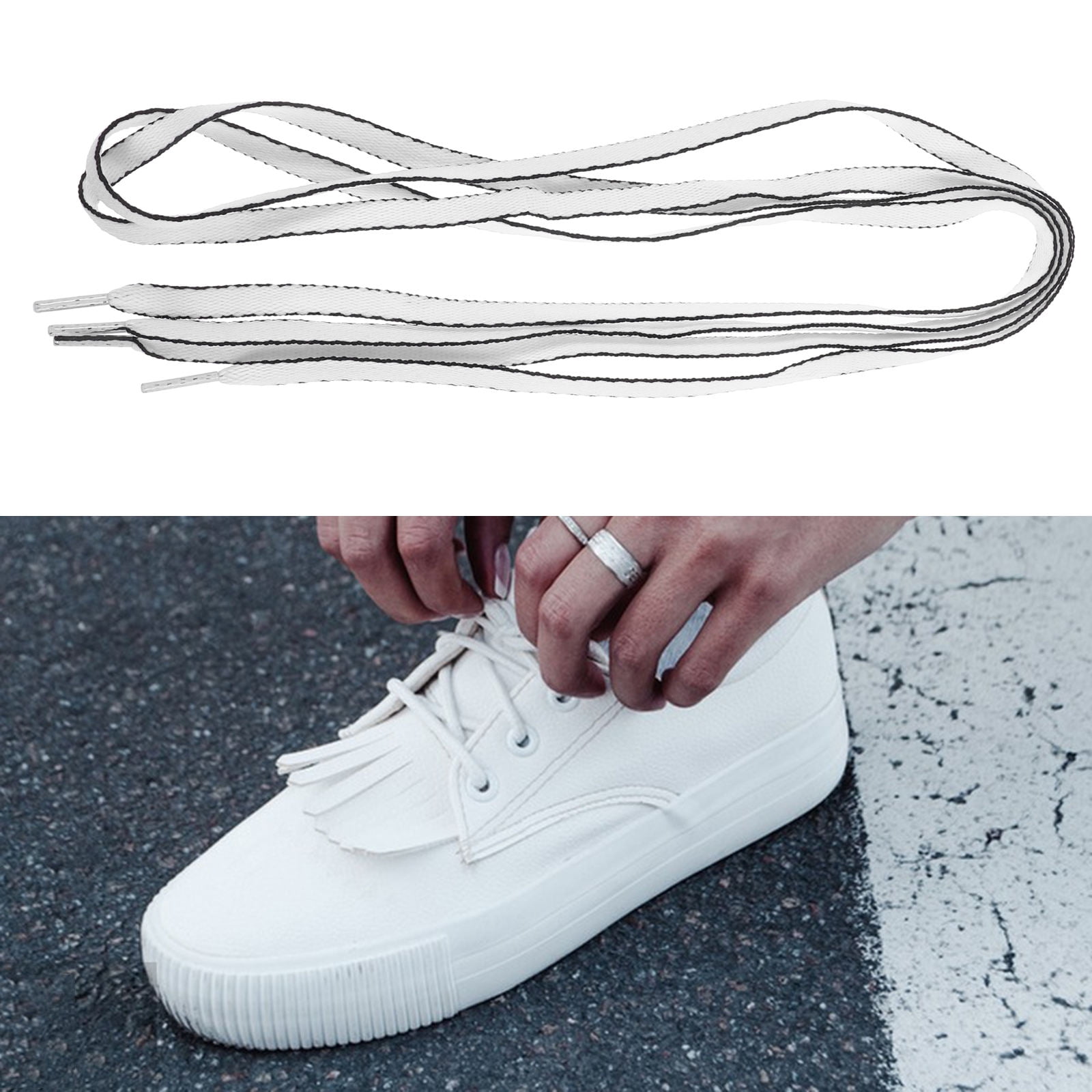Click here for Phenofice 4 Pairs White Black Edge Sneaker Shoelac... prices