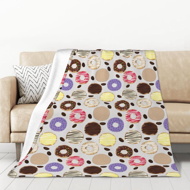 XMXT Throw Blankets, Multiple Donut Illustrations Bed Blanket for ...