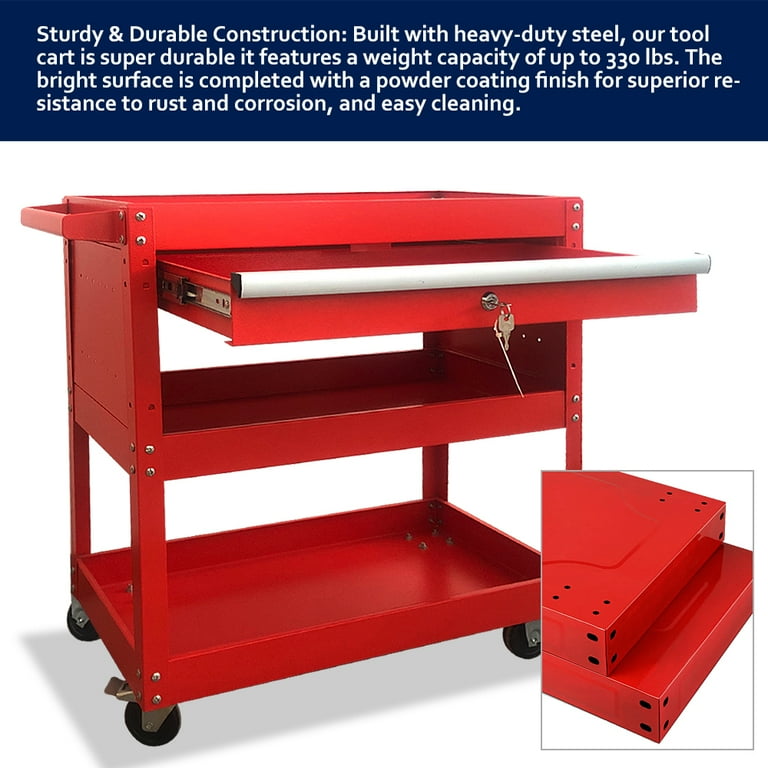Big Tool Cart 4 Wheel Tool Cart Rolling Tool Cart Big Tool Storage Cart Tool Cart with Ball Bearing Slides Tool Cart Tool Chest for Garage and Warehouse Red Walmart