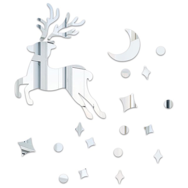 Moon and Sika Deer Mirror Wall Stickers Removable Wall Art Decorations ...