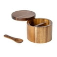 2-Layer Salt and Pepper Bowl Set with Spoon, Magnetic Swivel Lid ...