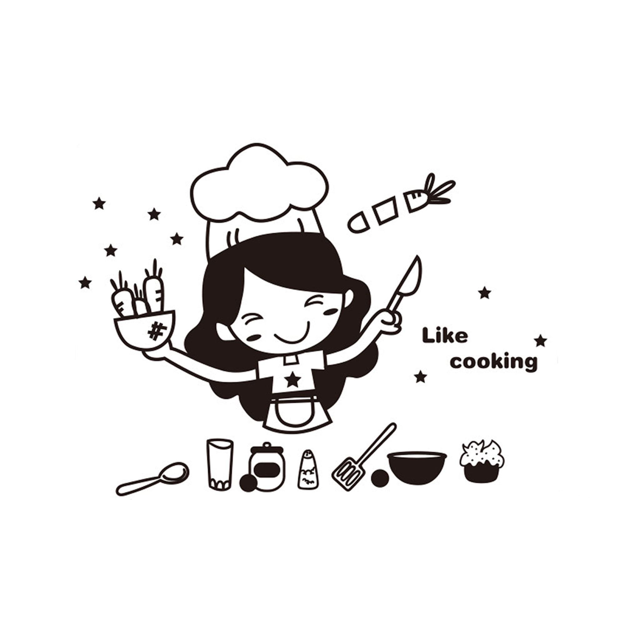 Girl Cooking Clipart Black And White