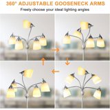 DingLiLighting Adjustable Gooseneck 5-Light LED Tree Floor Lamp, Silver ...