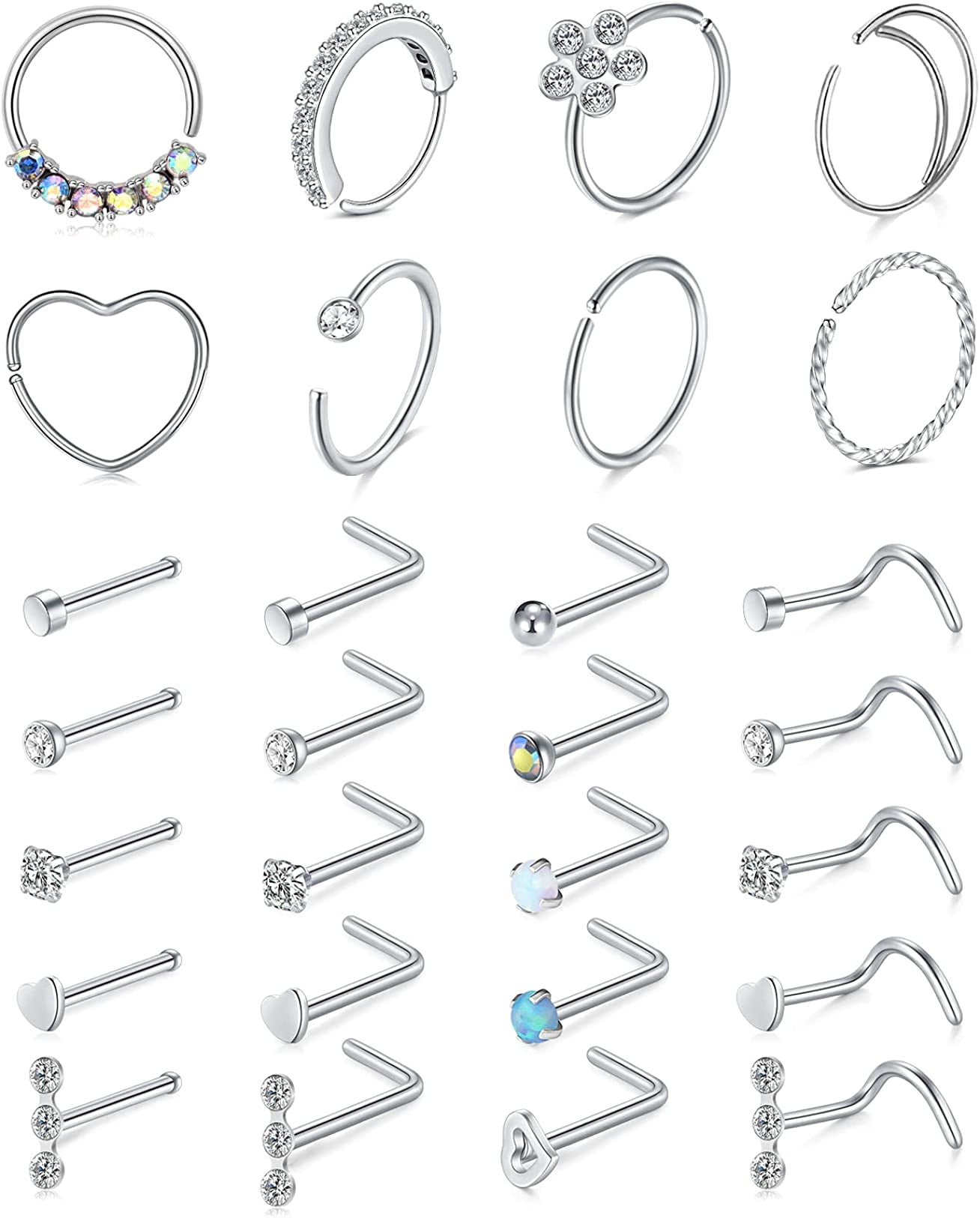 Briana Williams 20g Stainless Steel Nose Rings Hoop L Nose Studs ...