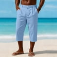 CHEEREAM Capri Pants for Mens Button Side Splited Cuff Elastic ...