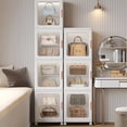 4-Tier Adjustable Folding Storage Cabinet with Clear Doors & Rolling ...