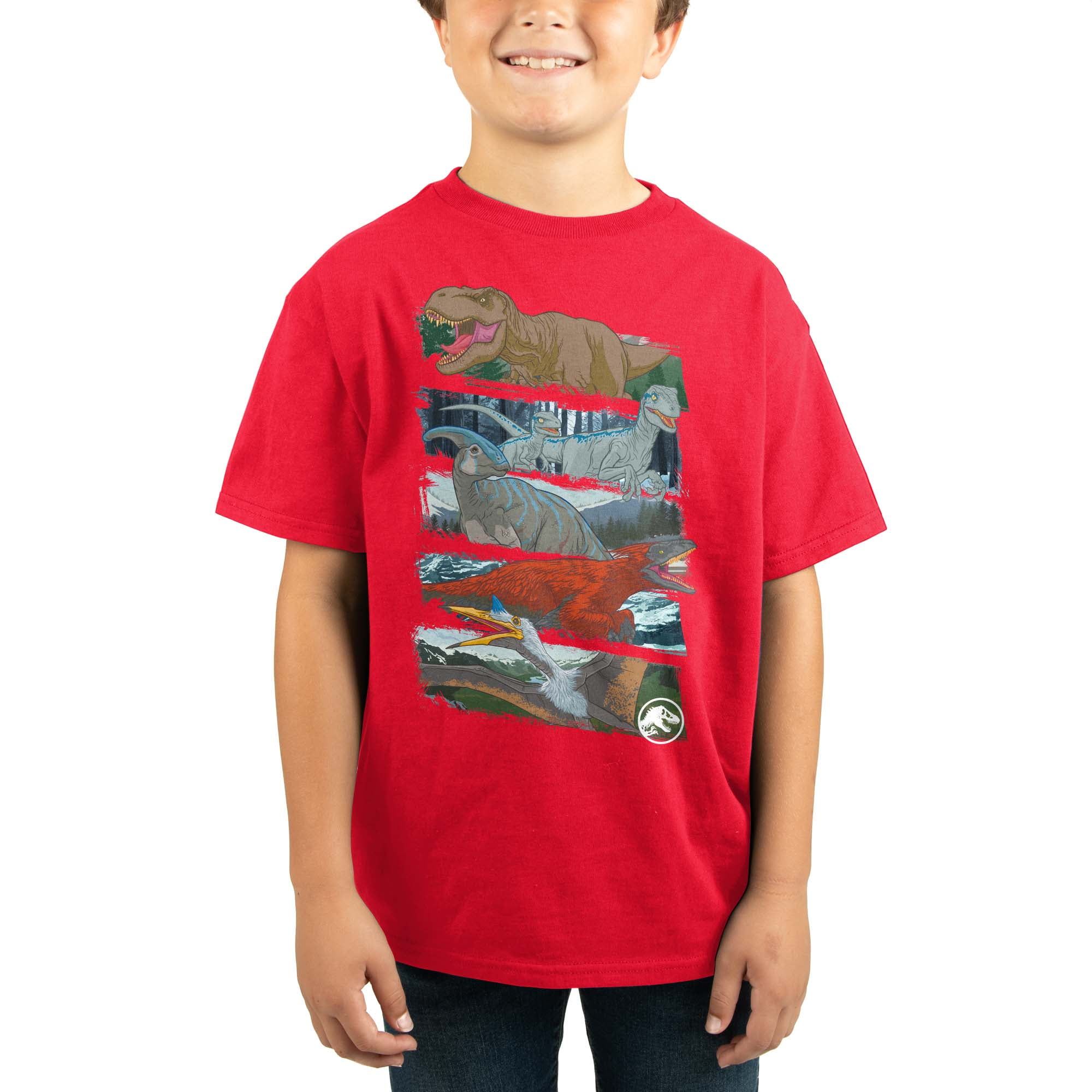 Click here for Bioworld Jurassic World Dinosaurs Red Kids T-Shirt prices