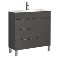 Totti Wave 24" White Modern Bathroom Vanity w/ Super White Man-Made ...