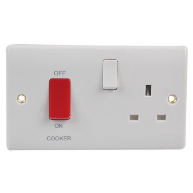 BG - 45A DP Cooker Control Switch with Socket, White - Walmart.com