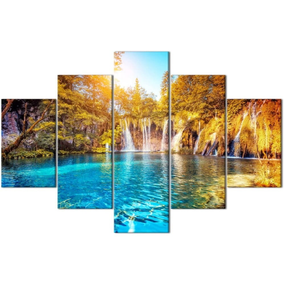 TISHIRON 5PCS Framed Landscape Theme Canvas Wall Art Set,60"x40" Lakes ...