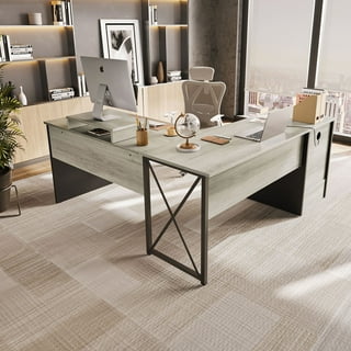 Manhattan Beach Cade 63" 12-Drawer Farmhouse Solid Wood Desk in Natural ...